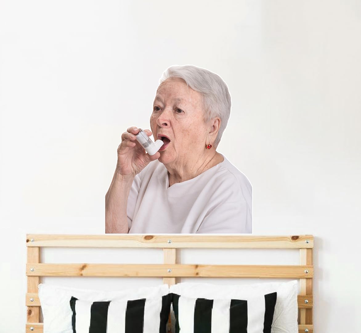 Amazon.com: Funny Wall Mural Old Lady with Asthma Inhaler Wall Decals ...