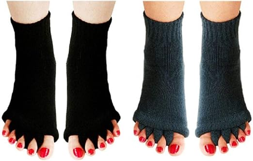 2 Pairs Yoga Gym Sport Massage Toeless Socks Foot Alignment Pain ...