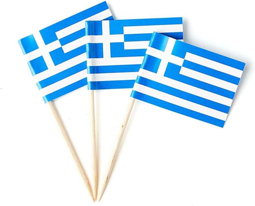 Amazon.com: Greece Flag Greek Flag, Small Mini Greece Toothpick Flags ...