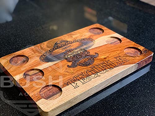 Amazon.com: Handcrafted Tequila Serving Tray – Tequila Flight Board ...