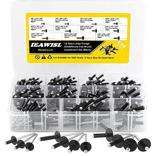 Large Flange Blind Rivets, 250PCS Aluminum Rivets with Large Flange-3 ...