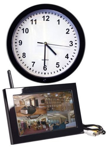 Xtreme Life Wall Clock Surveillance Camera w/QUAD LCD Receiver : Amazon ...