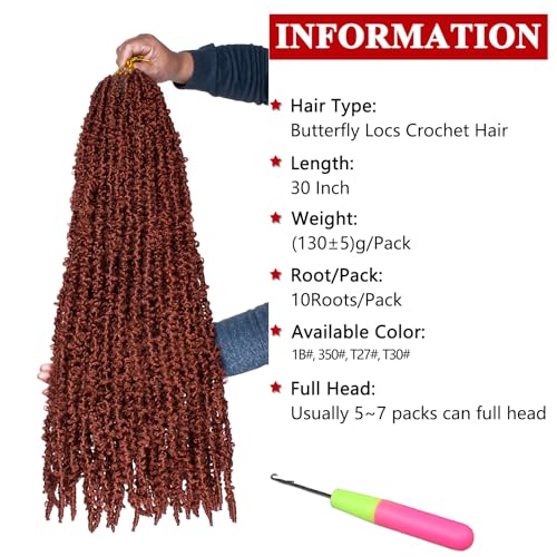 Xtrend Butterfly Locs Crochet Hair 30 Inch Copper Red Pre Looped ...