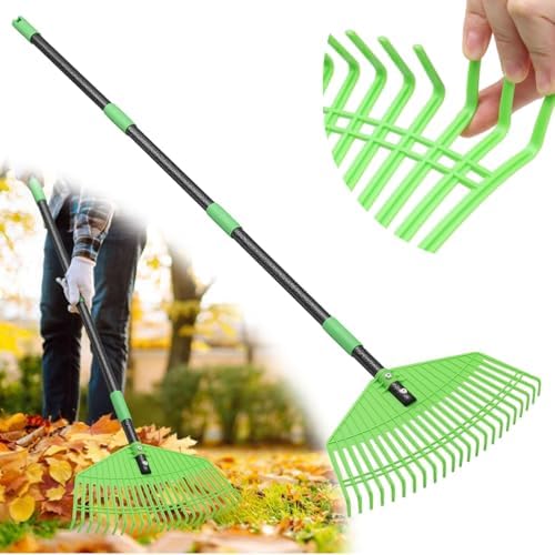 Amazon.com : Plastic Leaf Rake with Adjustable 65'' Handle ...