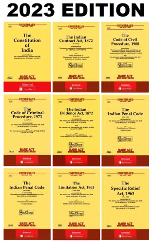 Universal’s Combo of 9 Bare Acts IPC, CrPC, CPC, Constitution of India, Evidence Act, Limitation ...