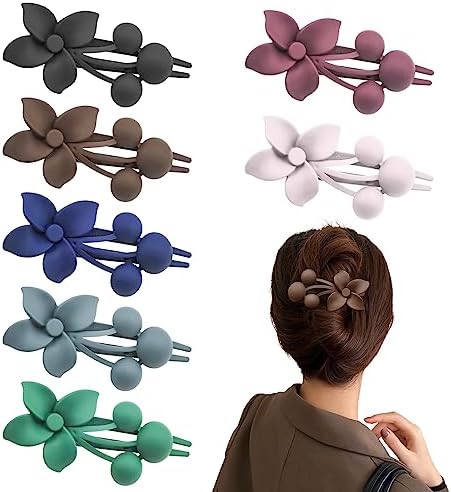 Amazon.com : 7 PACK Flower Alligator Hair Clips Matte Curved Hair Claw ...