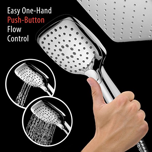 HotelSpa 10.5-in Rain Shower Head/Handheld Combo. Convenient Push ...