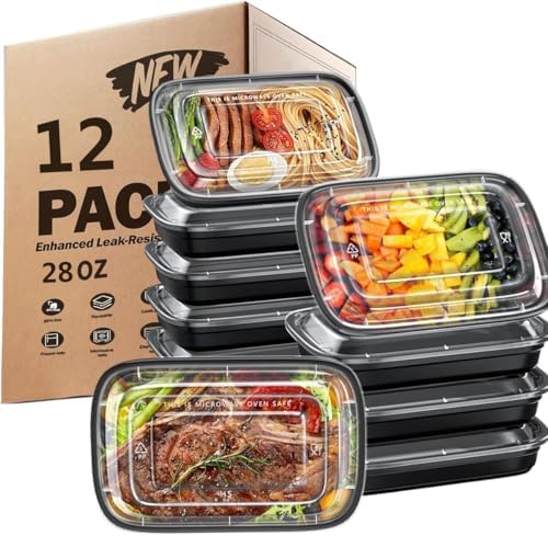[12 Pack] Meal Prep Containers Reusable, Food Storage Containers ...