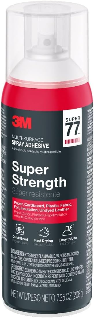Amazon.com: 3M Super 77 Multi-Surface Spray Adhesive, 14.1 oz., Low VOC, Quick Bond, Fast Drying ...