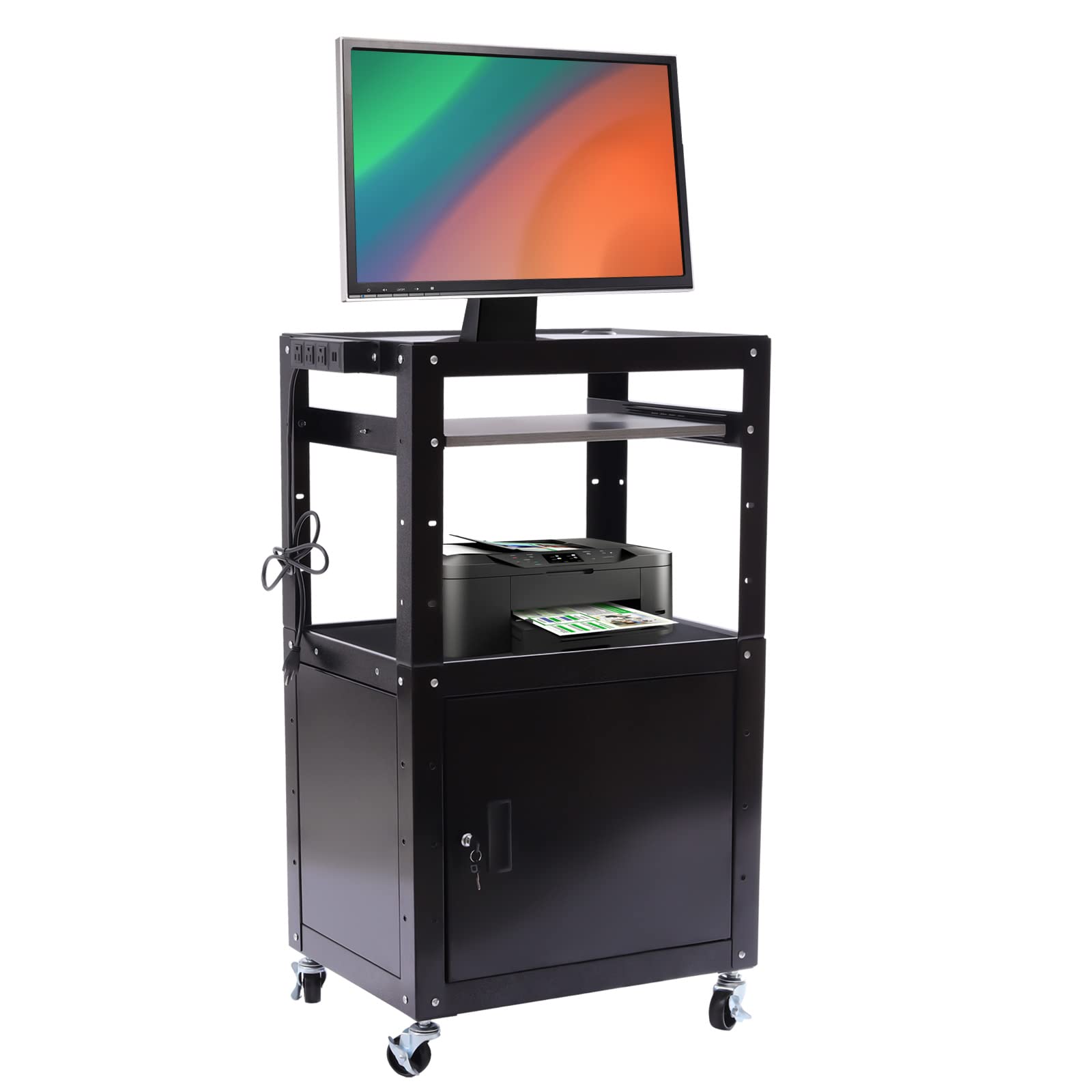 Amazon.com: Steel Large AV Cart with Extra Storage - Adjustable Height ...