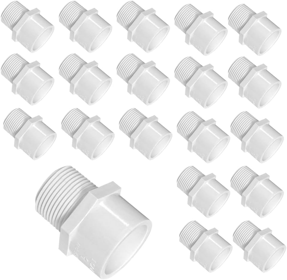 Amazon.com: 1Inch White 2-Way SCH40 PVC Male Adapter Pipe Fittings ...