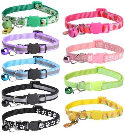 Bigqin 6 Pack Cat Collars with Bells, Adjustable Breakaway Cat Collars ...