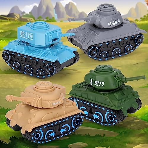 JuanKidbo 4 Pack Military Toy Tanks Set for Kids, Army Toy Tanks with ...