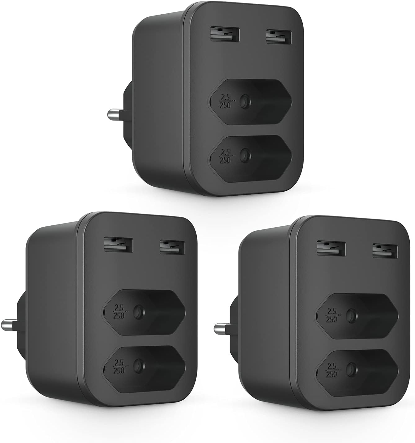 Doppelstecker für Steckdose 2Fach,USB Steckdosenadapter mit 2 Type-A ...