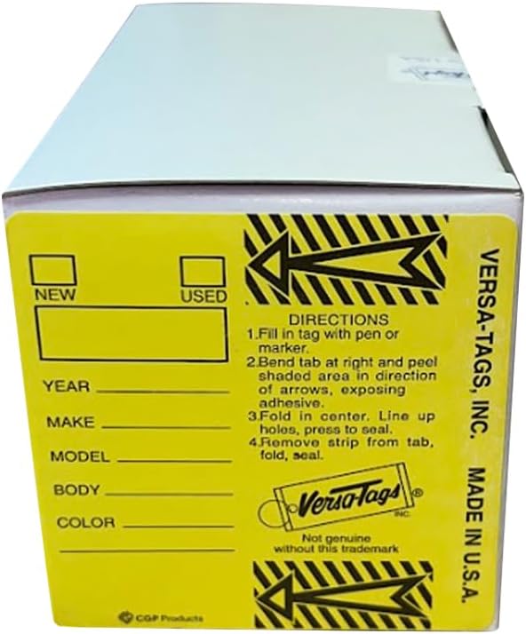 Amazon.com : Yellow Versa Tags for Car Auto Dealerships - 250 Key Tag ...