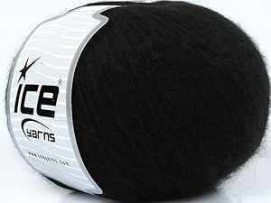 Amazon.com: Black Angora Solid - Fine Weight Acrylic Angora Wool Blend ...