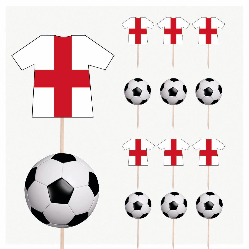 AK Giftshop England Football Party Food & Cupcakes Picks Decorations ...