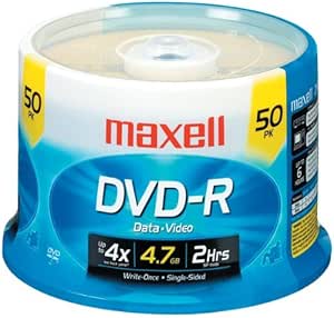 Amazon.com: Maxell MAX638011 - DVD Recordable Media - DVD-R - 16x - 4.70 GB - 50 Pack Spindle ...