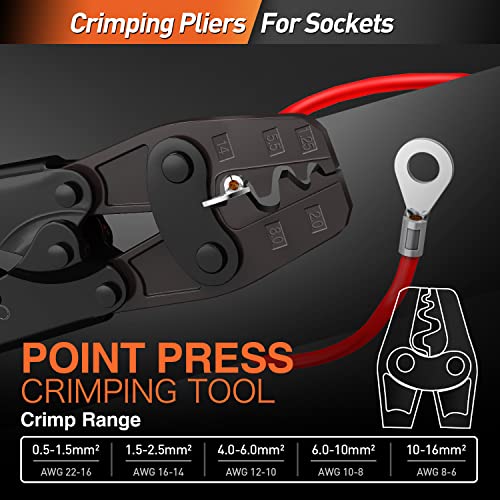 Snapklik.com : Ring Terminals Crimp Tool Kit,Cable Lugs Set,AWG 22-6 ...