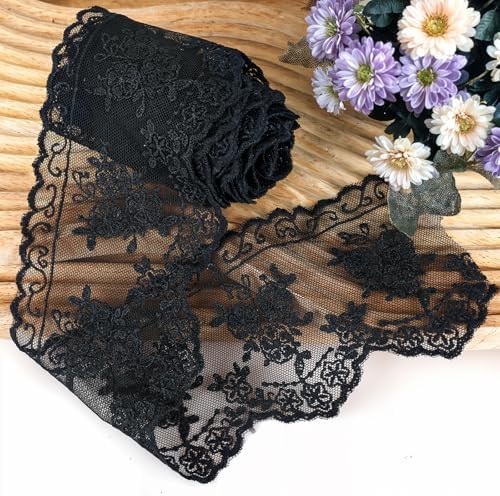 Amazon.com: Black Lace Ribbon Embroidery Lace Trim for Sewing 5 Yard 3. ...