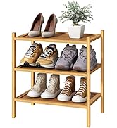 Amazon.com: kiplant Bamboo Shoe Rack, 2-Tier Shoe Rack for Entryway ...