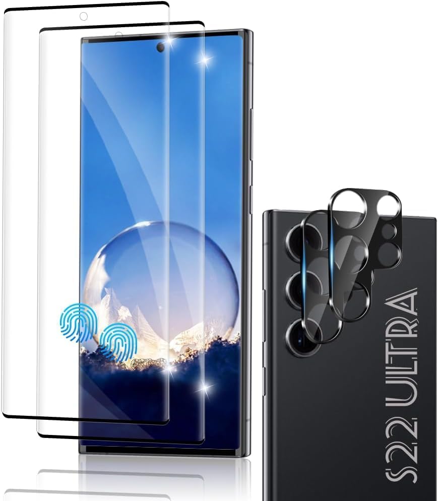 Amazon.com: [2+2 Pack] Tempered Glass Screen Protector for Galaxy S22 ...