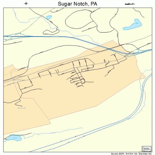 Large Street & Road Map of Sugar Notch, Pennsylvania PA - Printed ...
