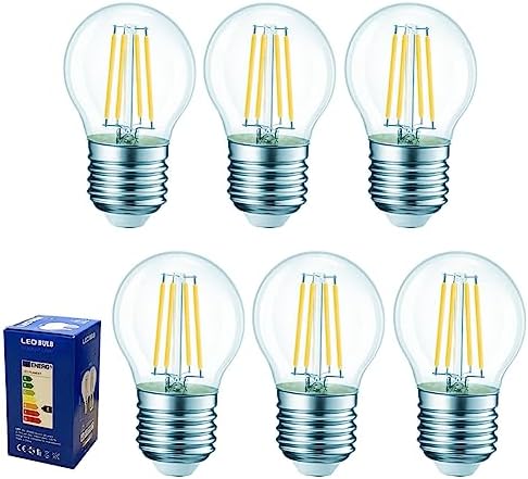 G45 E14 LED Filament Light Bulbs, 4W Energy Saving 6500k Cool White ...