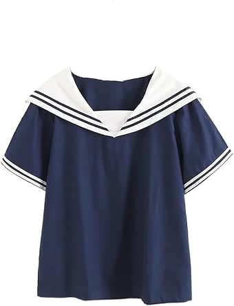 Amazon.co.jp: Els Topstow Women's Shirt, Sailor Collar, Short Sleeve ...
