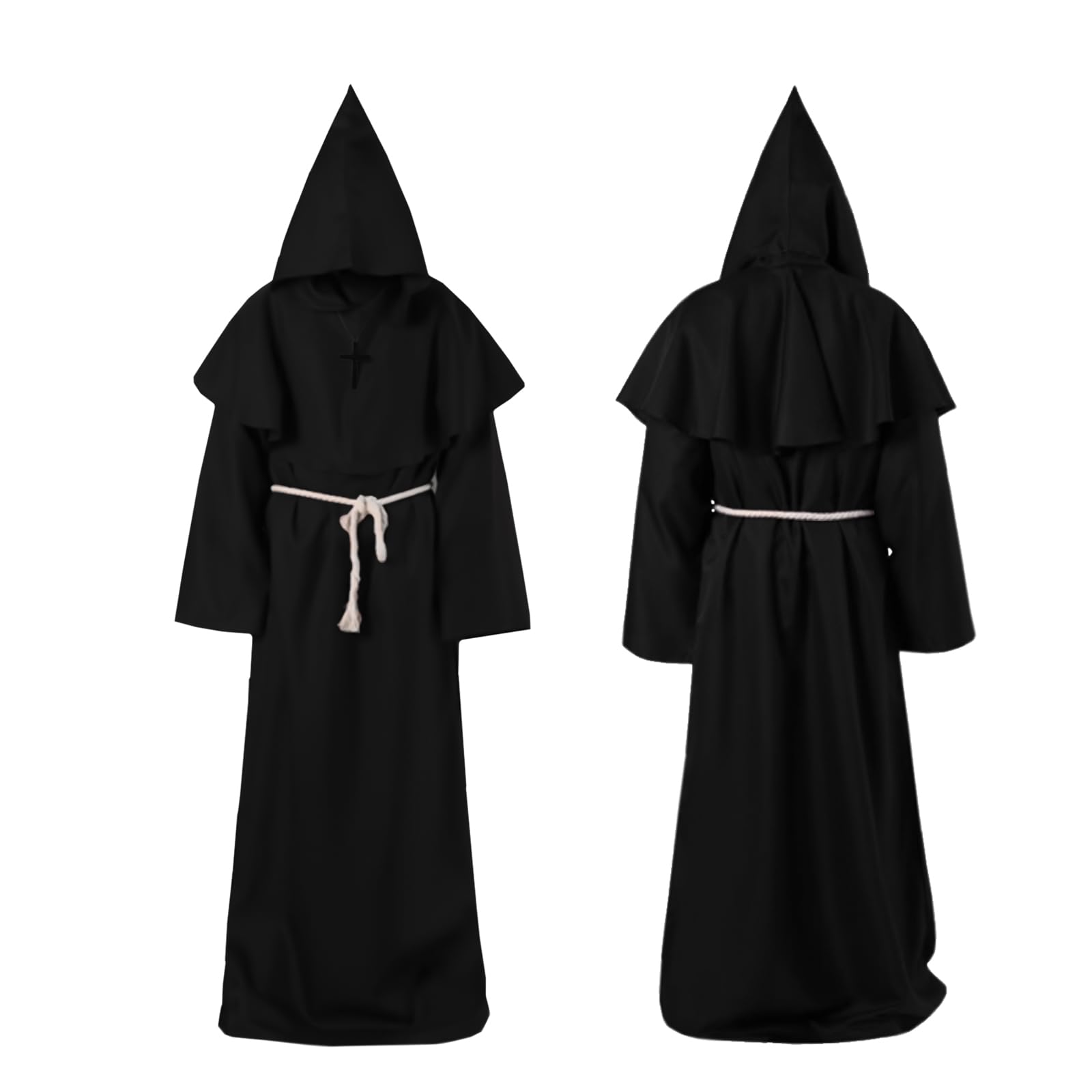Kitimi Black Monk Costume Adult, Monk Robes, Monk Outfit Men, Medieval ...