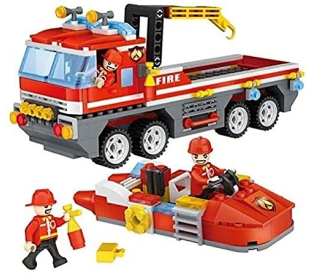ONOTIC Fire Fighter Building Blocks Fire Boat Fire Fighter Truck for ...