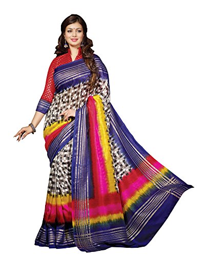 Buy Bhavi Creations Presents Printed Cochin Silk Saree Exclusive Foil Print at Amazon.in