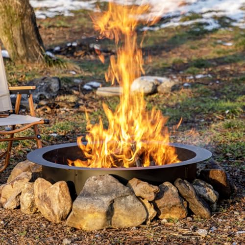 OutVue 36 inch Fire Pit Ring for Outside,Heavy Duty Wood Burning Fire ...