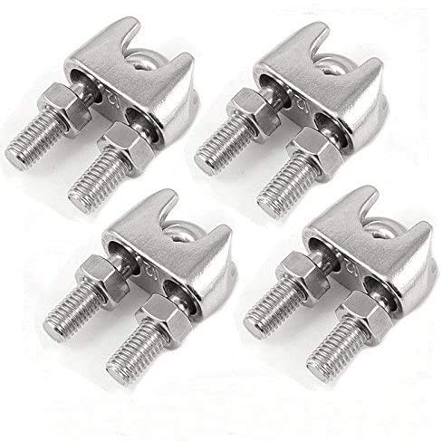 4 x 8mm Wire Rope Grips Bulldog Clamp Stainless Steel Marine Grade ...