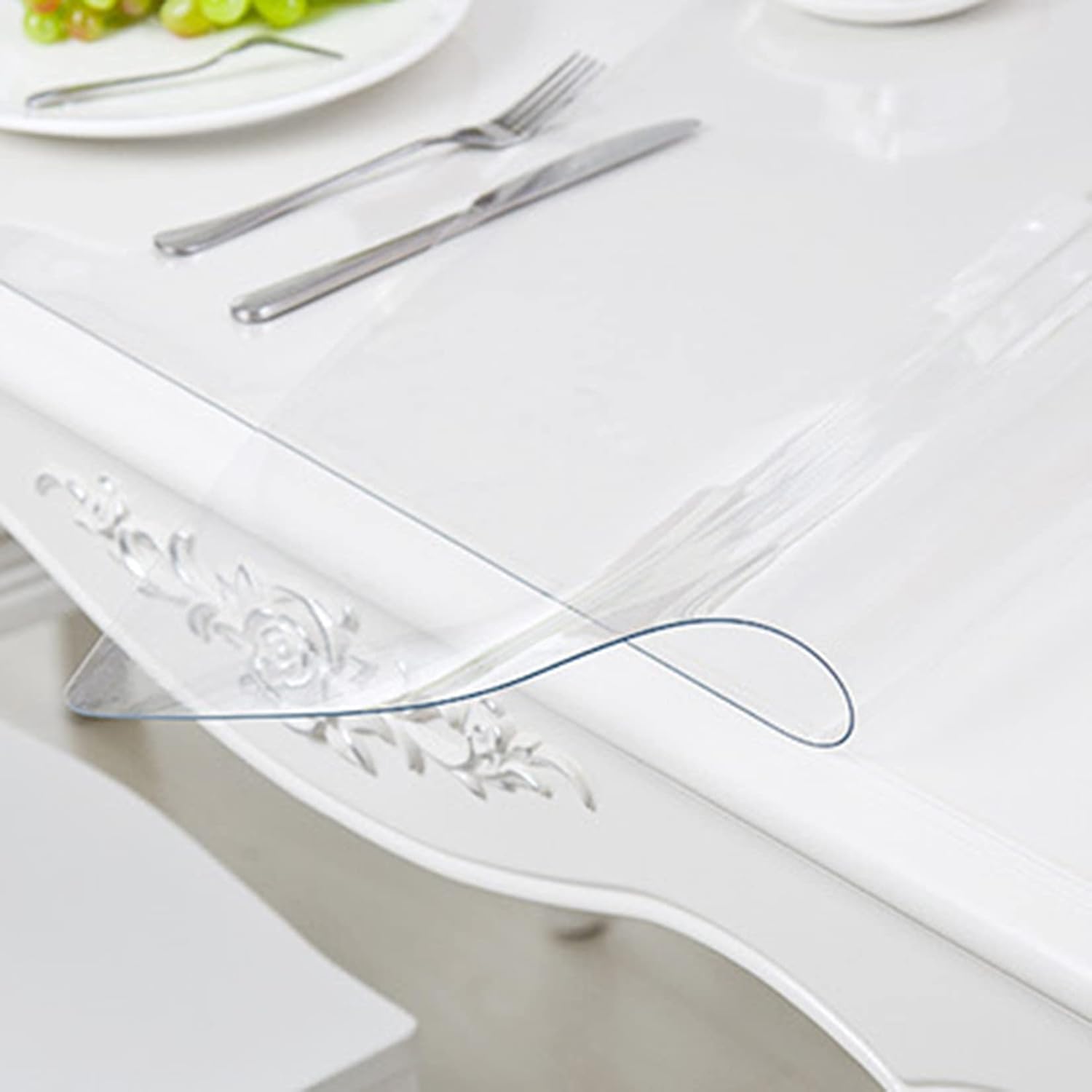 Mantel protector de mesa de comedor de plástico transparente, lavable ...