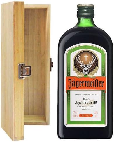 Jagermeister Liqueur in Hinged Wooden Gift Box : Amazon.co.uk: Grocery