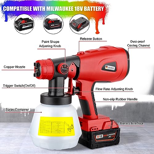 Cordless Paint Sprayer for Milwaukee 18V Battery, 200W Paint Spray Gun ...