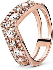 Amazon.com: Pandora Sparkling Marquise Double Wishbone Ring - Rose Gold Ring for Women ...