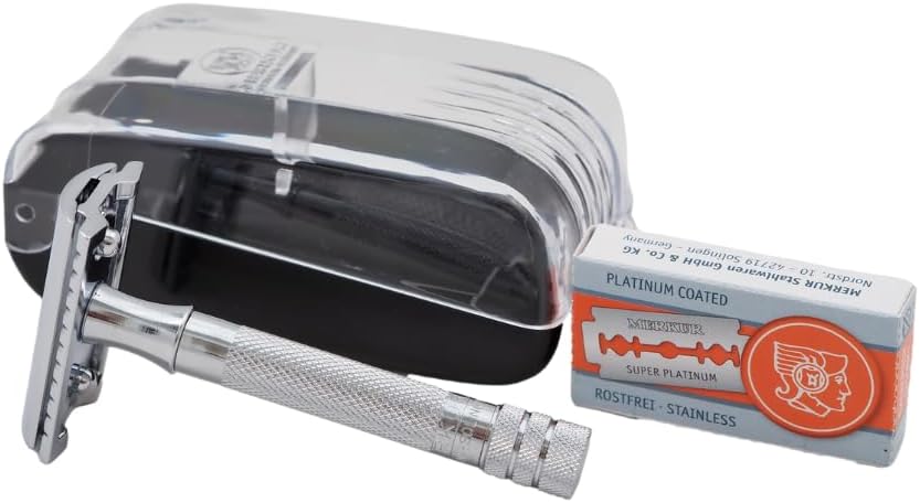 Amazon.com: MERKUR 33C Short Handle Double Edge Safety Razor Set with 10 Blades In A Box ...