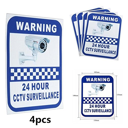 4PCS Home CCTV Monitoring Warning Sign Mark Sticker Monitor Vinyl Decal ...