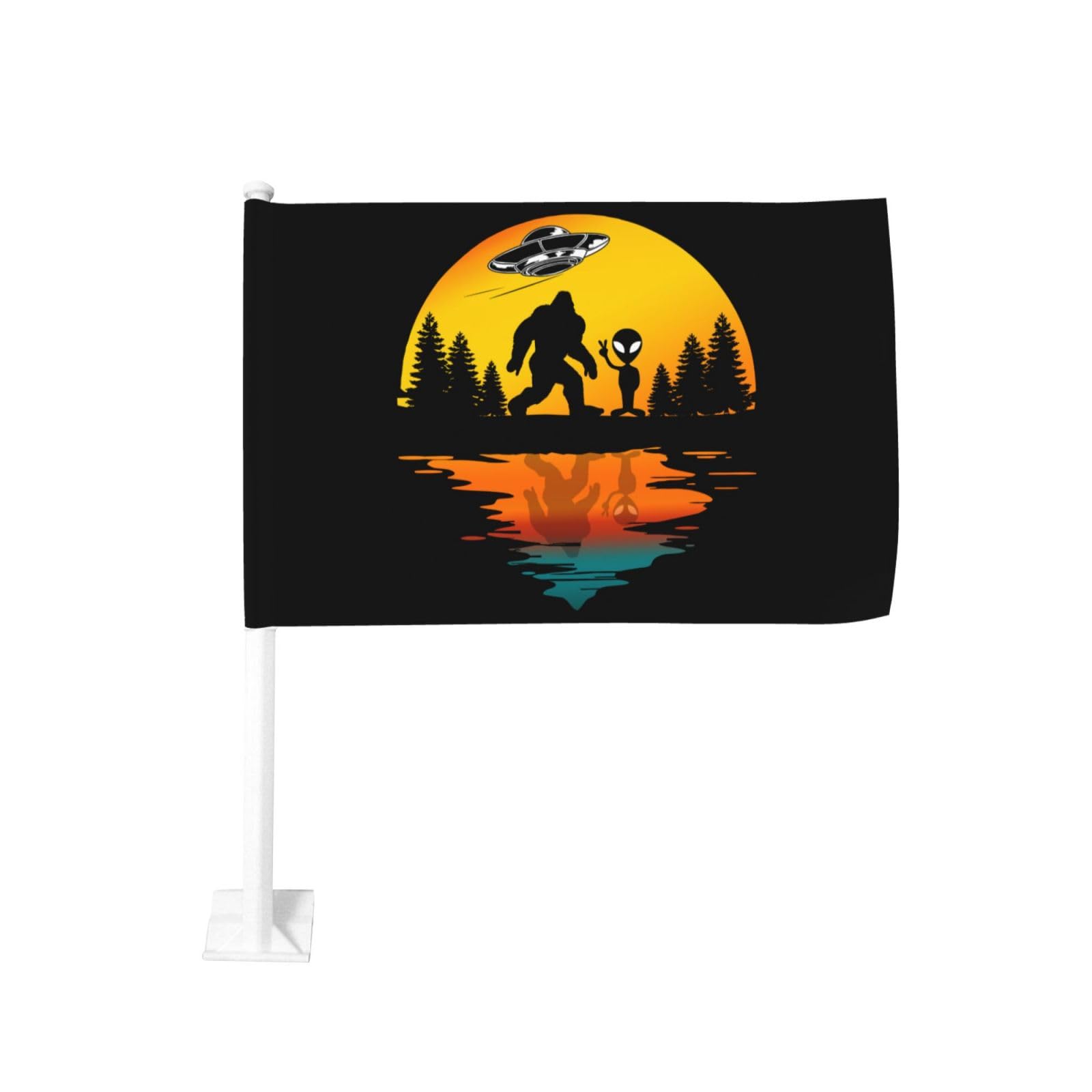 Amazon.com : Ufo Alien And Bigfoot Moon Car Flags, 18x12 Inch Window ...