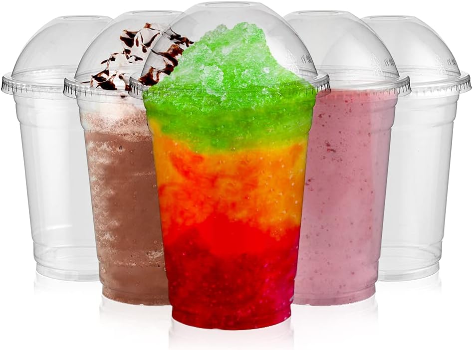 Disposable Smoothie Tumblers with Lids 16oz 500ml - Set of 100 - 50 ...