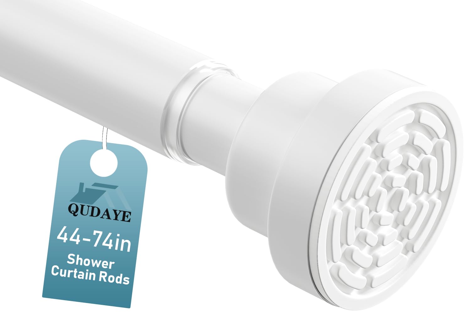 White Shower Curtain Rods 44 To 74 Inch Heavy Duty Tension Curtain Rod ...