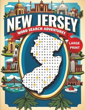 New Jersey Word Search Puzzle Book for Adults: Large Print Brain Games ...