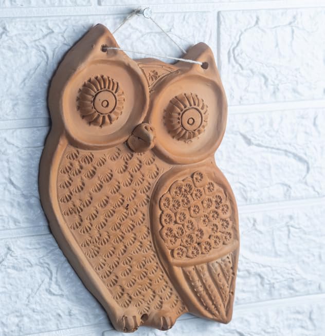 Khavi Arts Premium Artisanal Terracotta Owl Wall Hanging | Ideal for ...