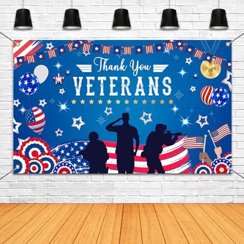 Amazon.com : Memorial Day Backdrop 4th of July Banner Thank You ...