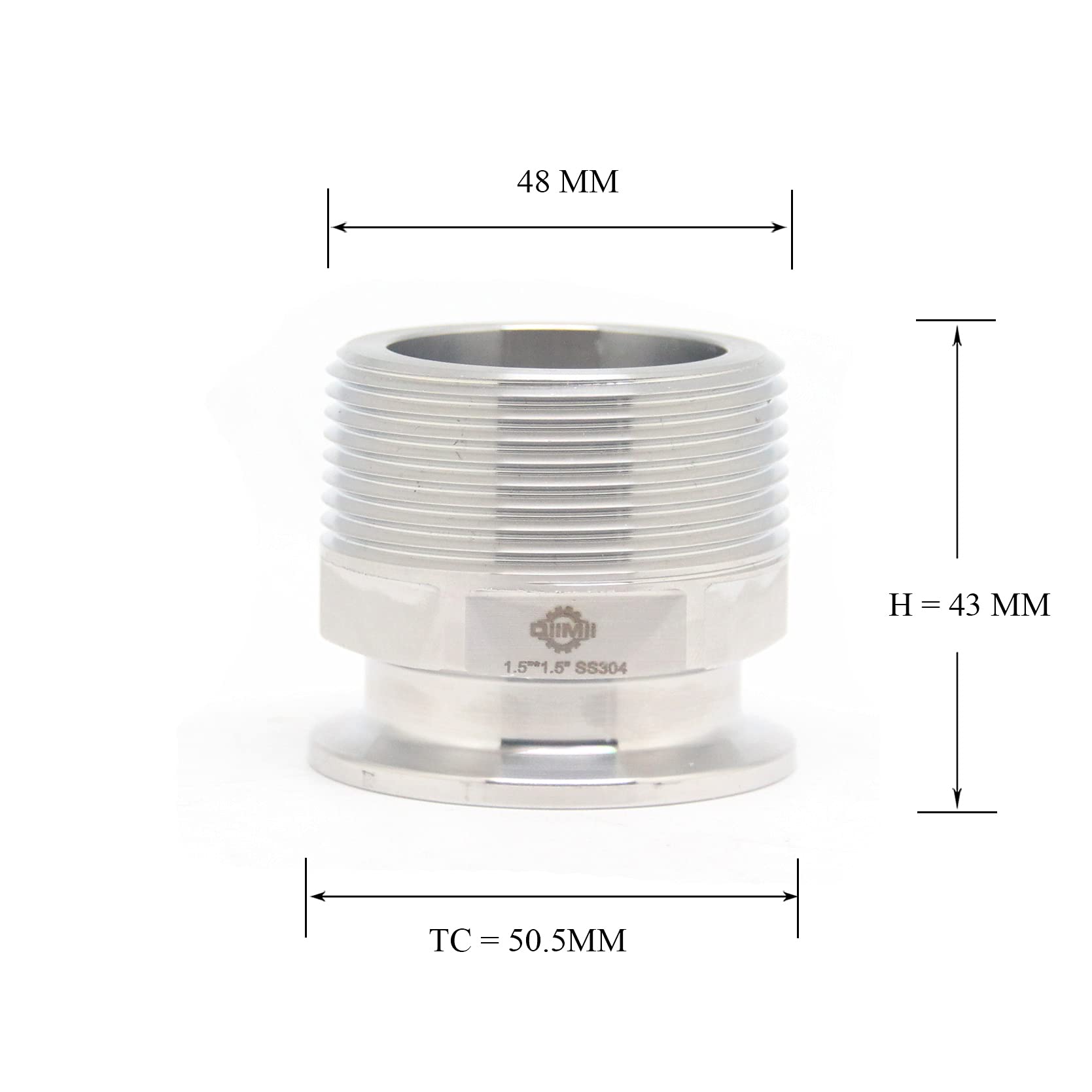 Snapklik.com : 1.5 Tri Clamp Adapter To 1.5 MNPT Thread Ferrule ...