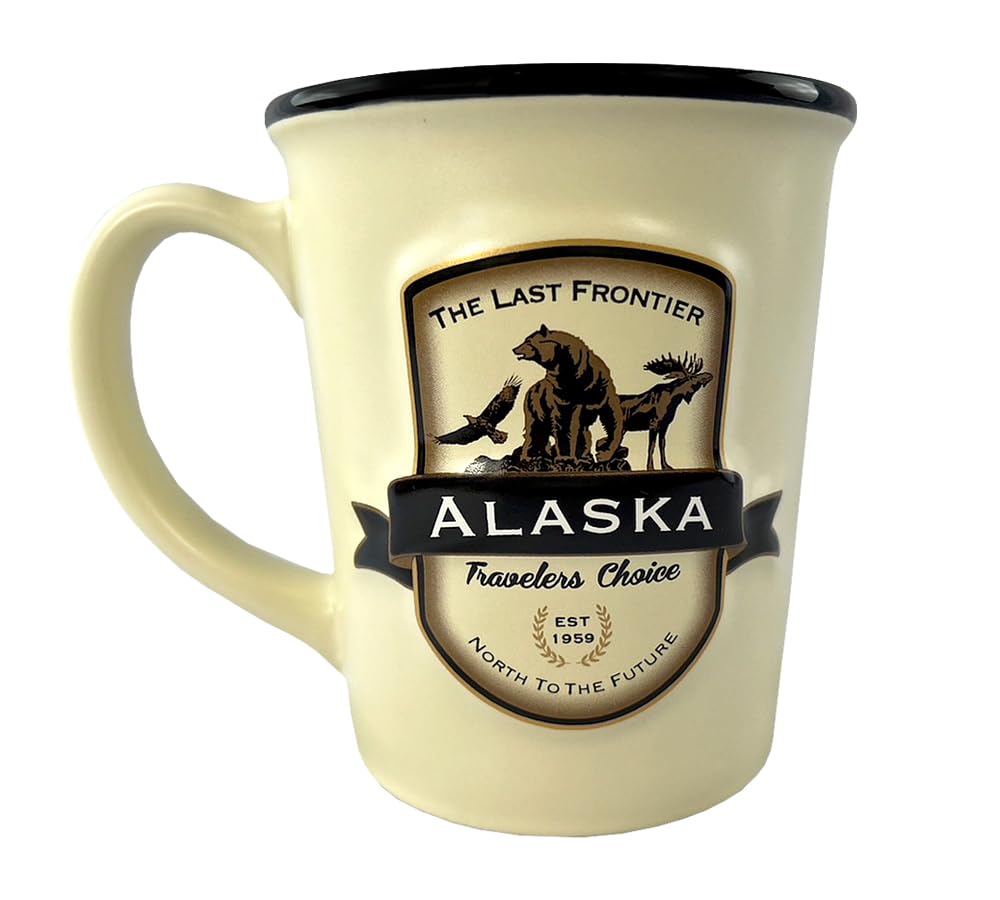 Amazon.com | Americaware Alaska 18oz Emblem Mug - Beige: Coffee Cups & Mugs