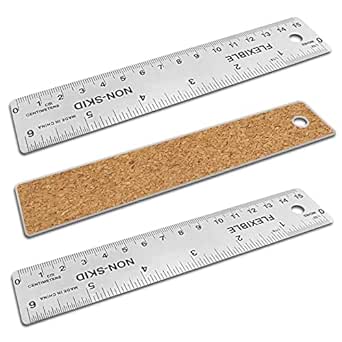 BLMHTWO 3 Pcs 6 Inch Steel Ruler Metal Ruler Cork Backed Ruler ...
