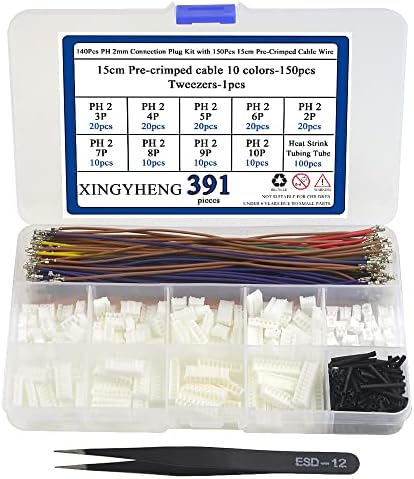 JST PH 2.0 Connectors Pin Header and Ribbon Cable Wire Kit 2.0mm Pitch JST PH - 2/3/4/5/6/7/8 ...